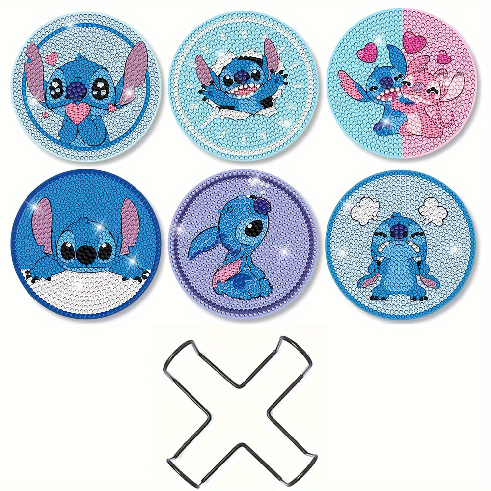 6 pcs set DIY Diamond Painting Coaster | Cartoon