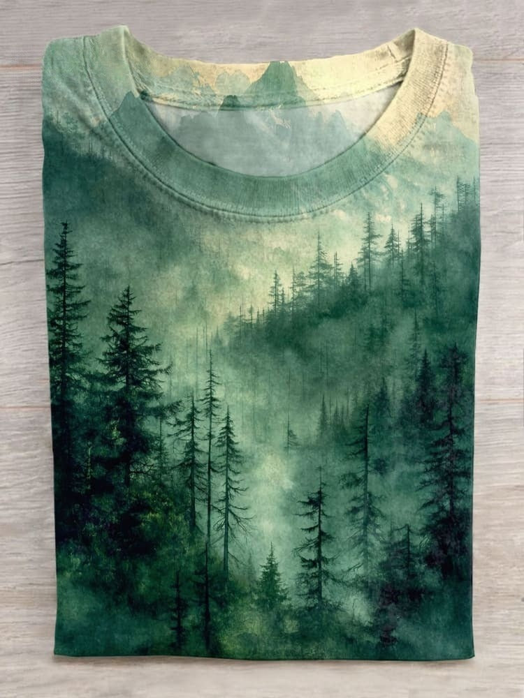 Landscaping Nature Art Print Casual Short Sleeve T-Shirt