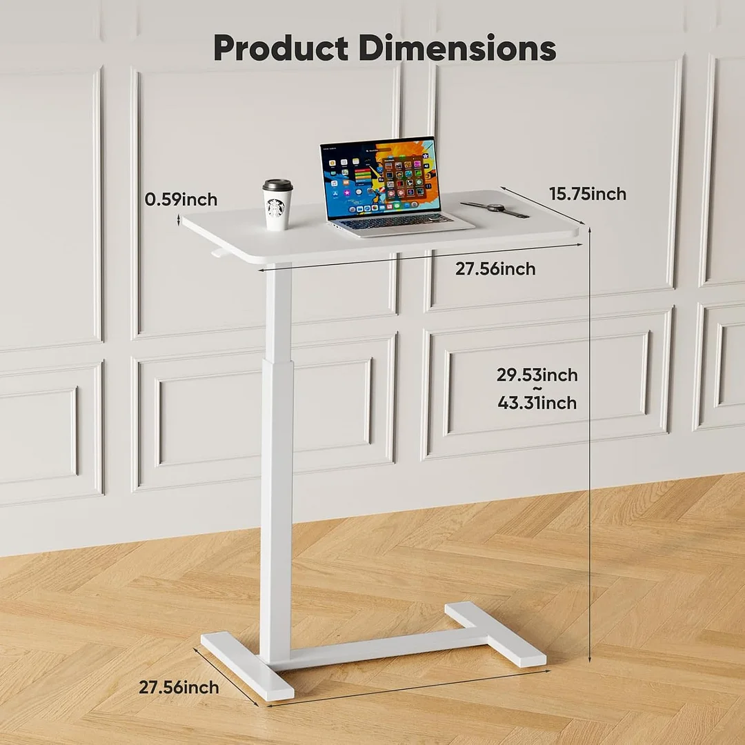 SAKER® Hidden Casters Adjustable Bedside Table