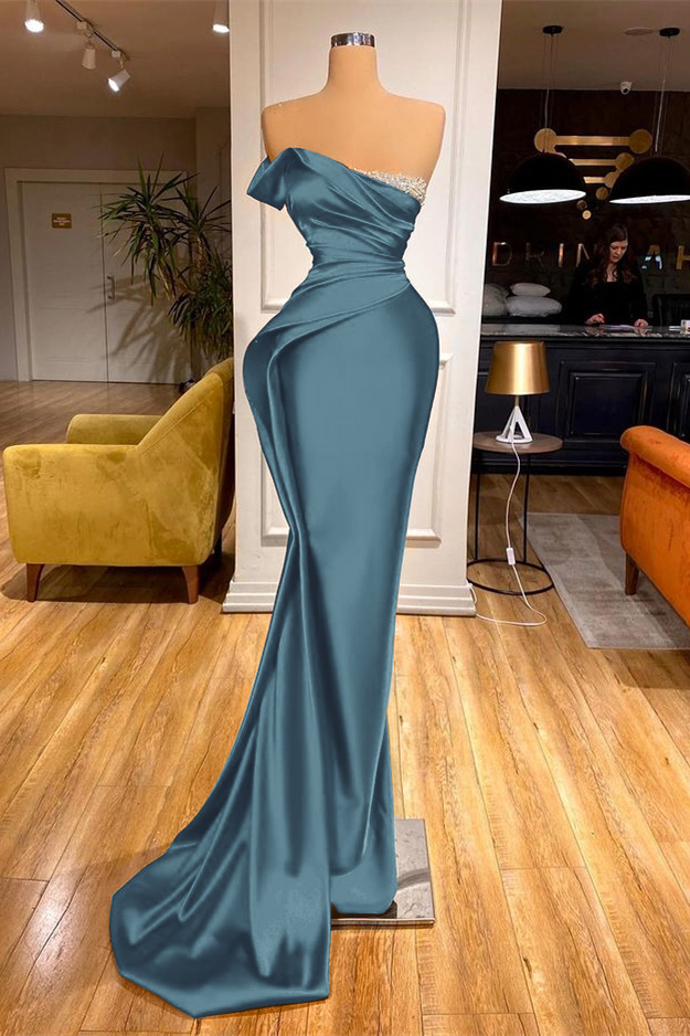 Daisda Long Red Strapless Prom Dress Mermaid With Beadings