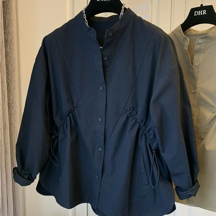 Woherb Korean Casual All Match Women Shirts Chic Long Sleeve Drawstring ...