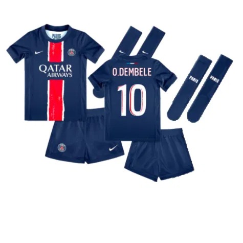 PSG Ousmane Dembélé 10 Kids Home Shirt Mini Kit 2024-2025