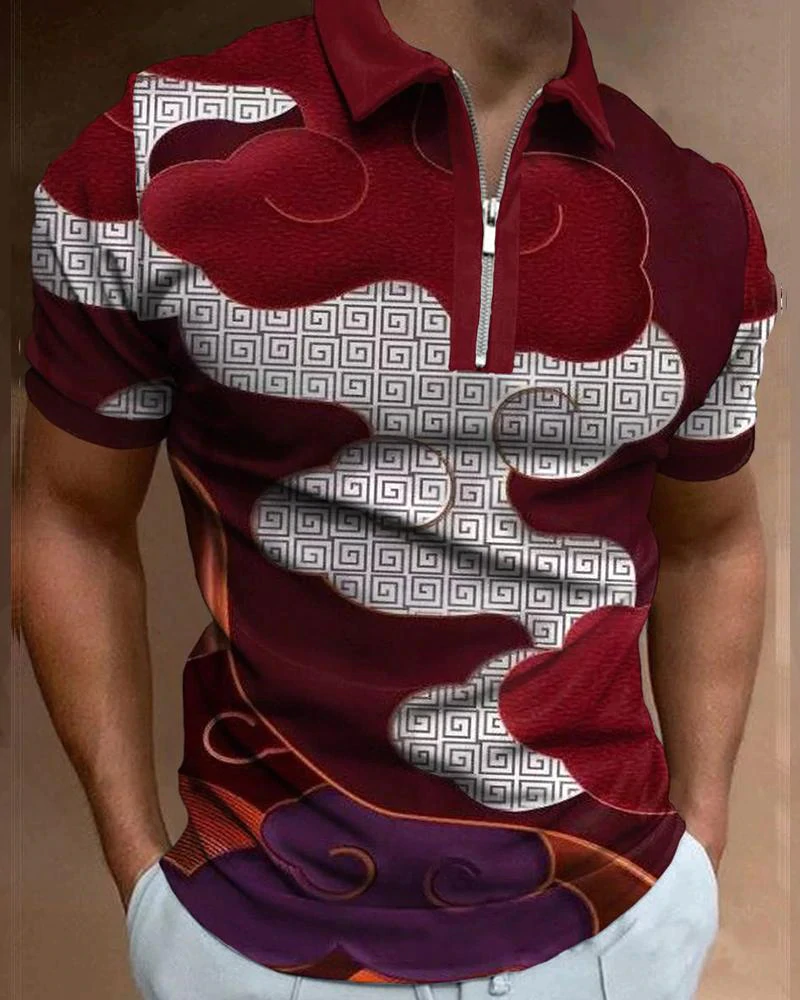 Men's Casual Gradient Print POLO Shirt