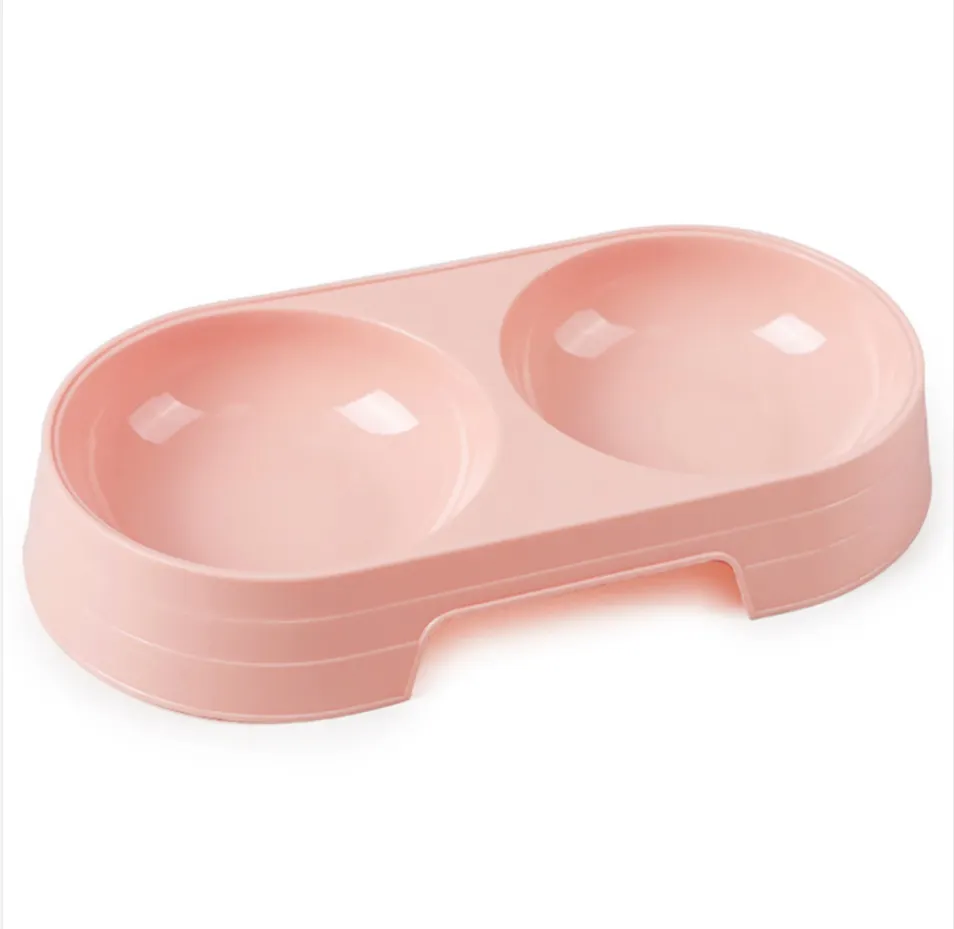 Plastic Pet Bowl Easy to Clean Double-bowl