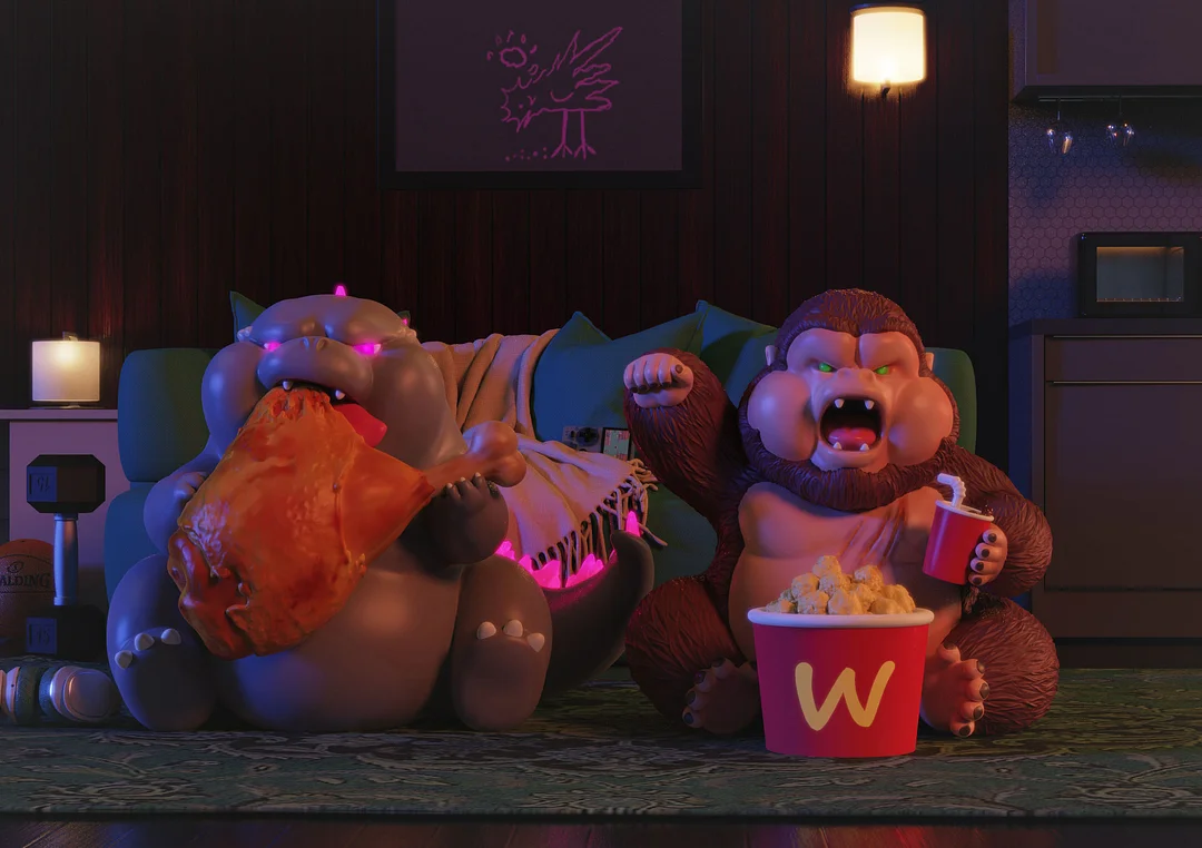 Fat Godzilla vs Handsome King Kong - King Kong Godzilla Resin Statue ...