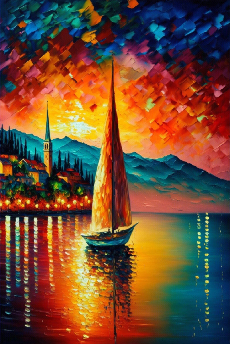DIY Painting By Numbers | Abstract sailing ship- 40*60cm