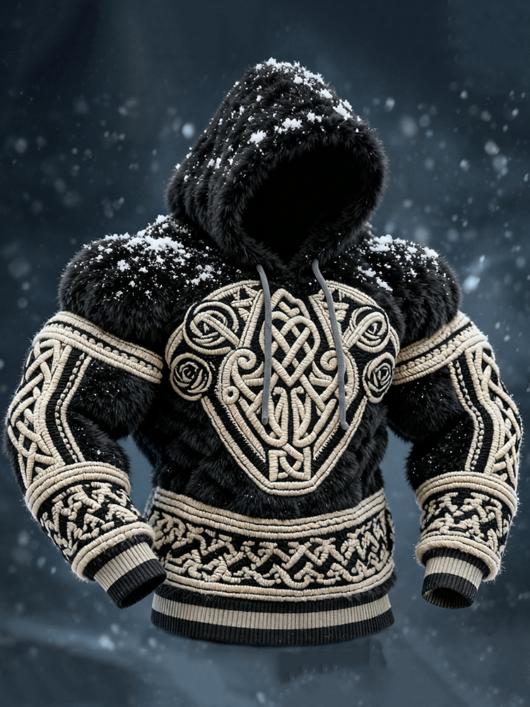 Men's Viking Tribal Jacquard Celtic Muscle Line Inspired Art Plush Warm ...