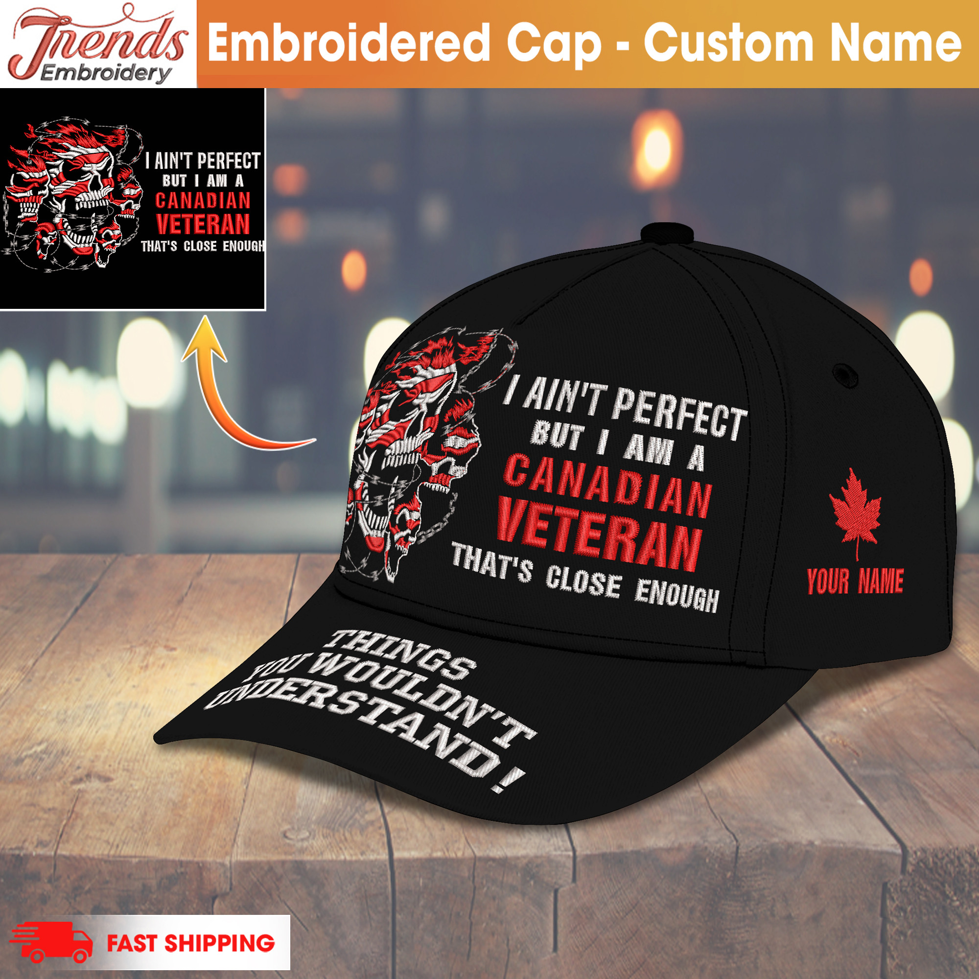 Custom Embroidery Cap - I am a Canadian Veteran