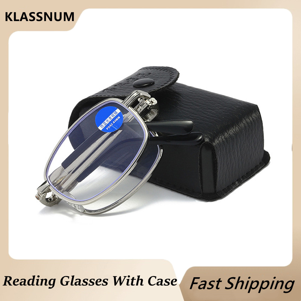 Metal Foldable Reading Glasses Men Anti-Blue Light Portable Presbyopia ...