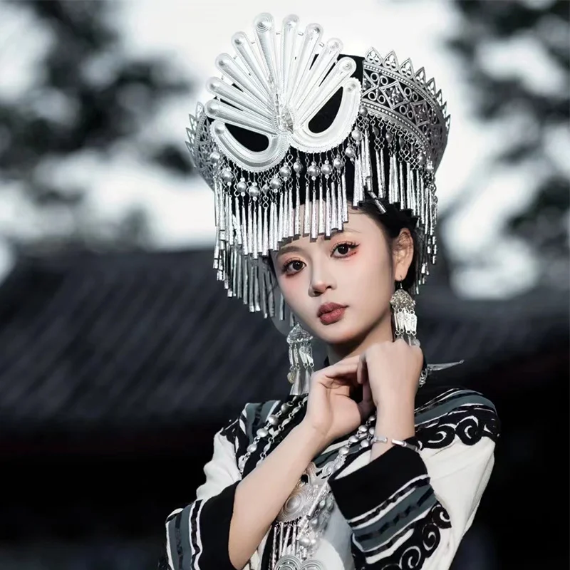Chinese Style Miao Silver Headdress