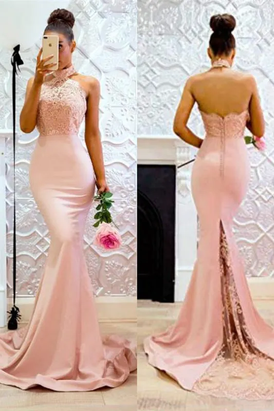 Daisda Hot High Neck Lace Prom Dress Mermaid 3855