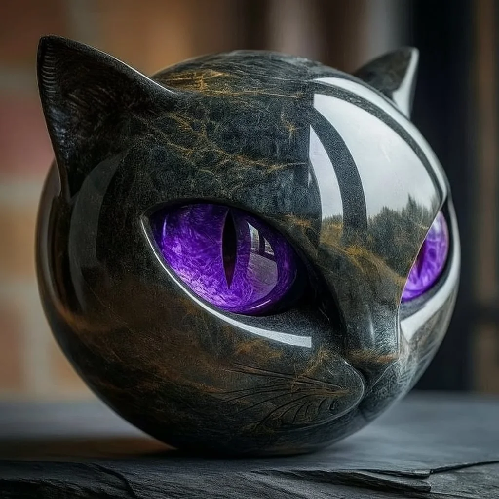 🐈‍⬛Luxury Black Cat Stone Sculpture – Elegant Home Décor & Gift-Ready ...