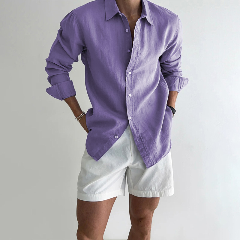 Summer Simple Solid Color Linen Shirt