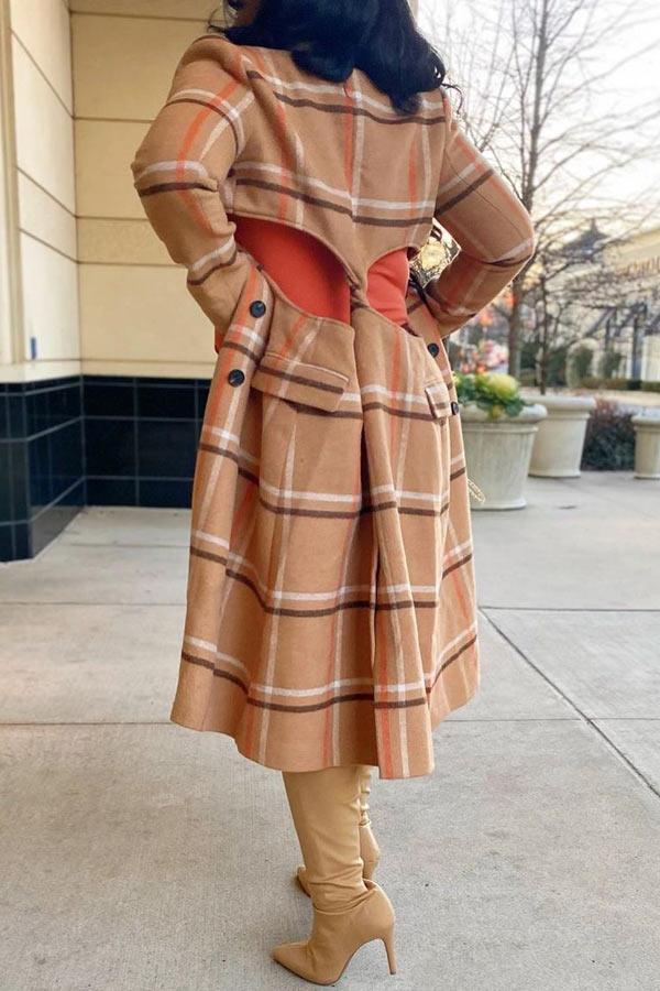 Fashion Plaid Print Coat