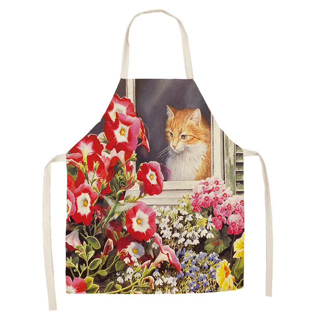 Linen Kitchen Apron - Cats