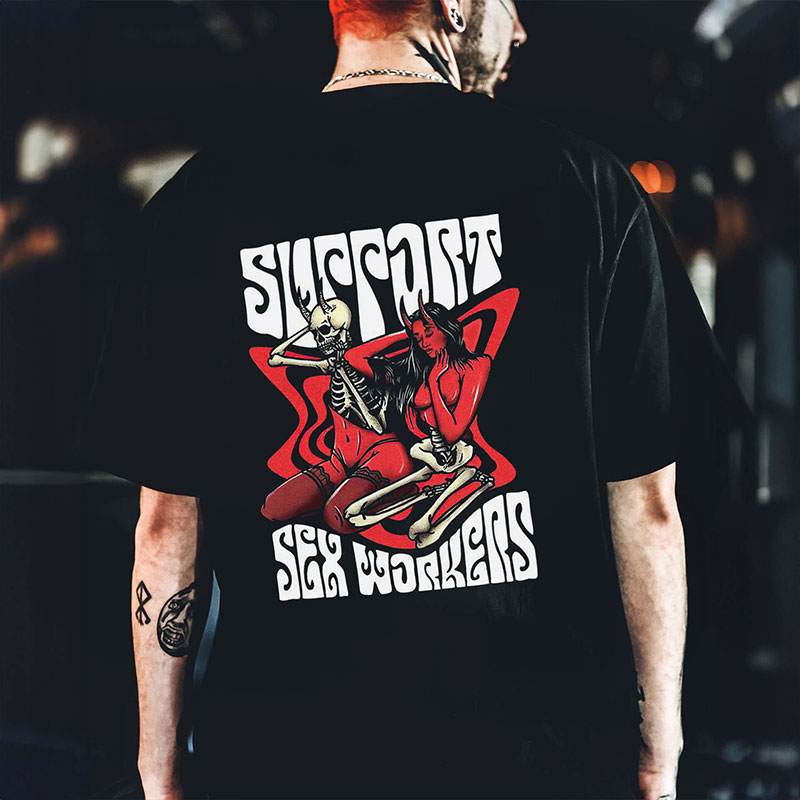 SUPPORT SEX WORKERS Skeleton&Sexy Devil Lady Printed Men's T-shirt