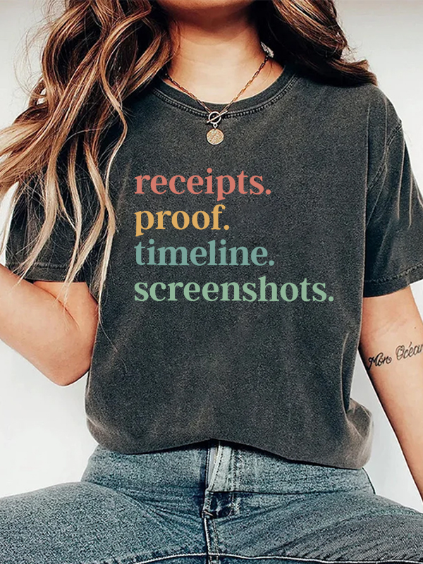 Receipts. Proof. Timeline. Screenshots. Tee