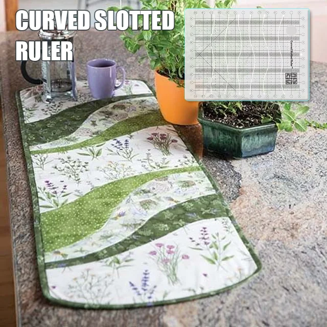Patchwork Quilt Curved Slotted Ruler - With Instructions