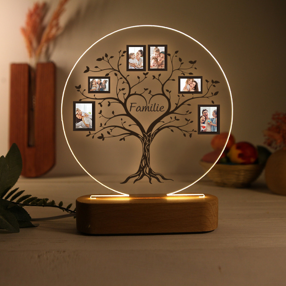 Kettenmachen Personalisierte 6 Fotos & Text Familienstammbaum ...