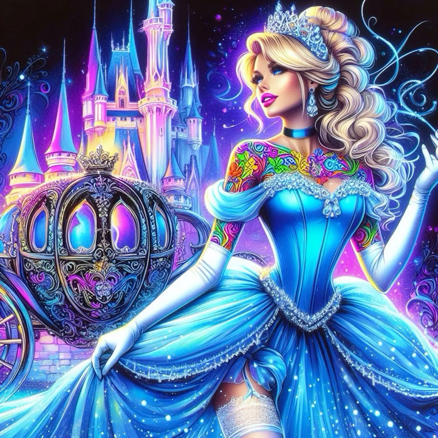 Castle Princess Cinderella (velvet cloth) AB drill full round/square ...