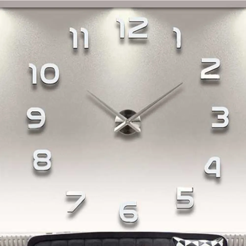 Nigikala 3D DIY Wall Clock Modern Design Silent Big Digital Acrylic ...