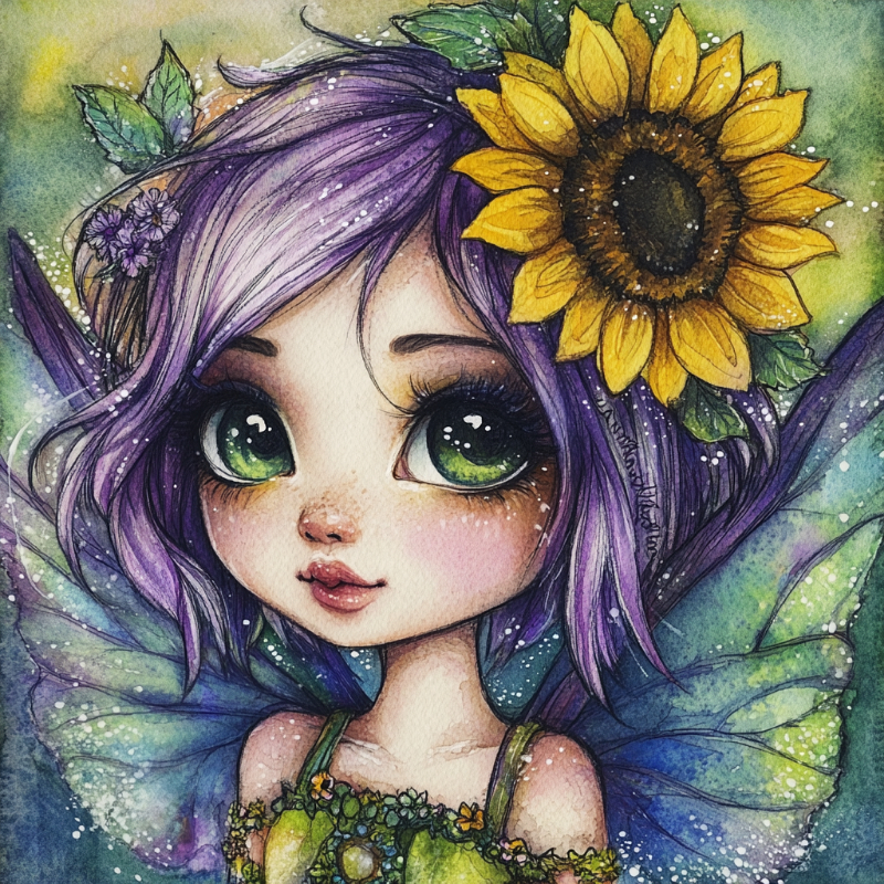 Sunflower Elf Girl (Velvet Cloth) full round/square drill diamond painting