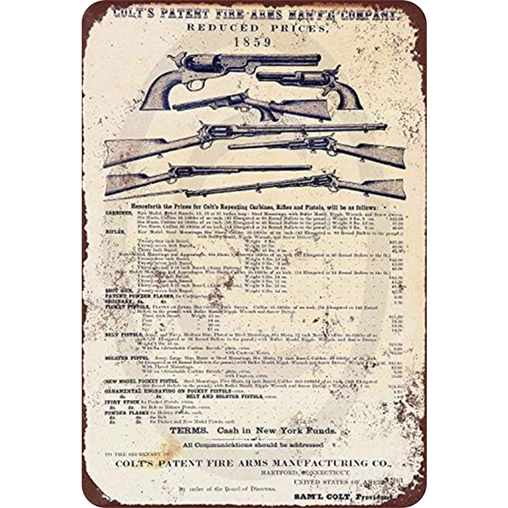 20*30cm/30*40cm-1859 Colt Firearms-Metal Tin Signs