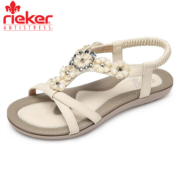 ŽENSKE RIEKER BOHO SANDALE SA CVJETNIM RAMENOM