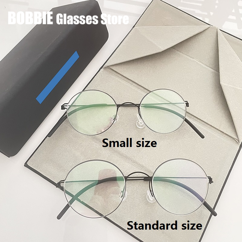 Small Round Glasses Frame Screwless Ultra Light Air Titanium Eyeglasses ...