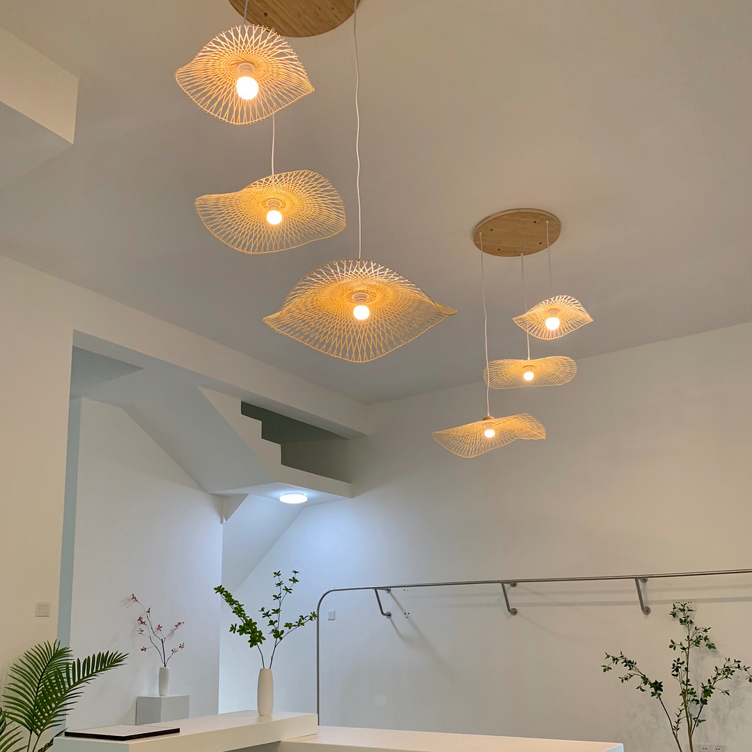 Arturest Pendant Light Irregular Bamboo Lampshade For Living Room