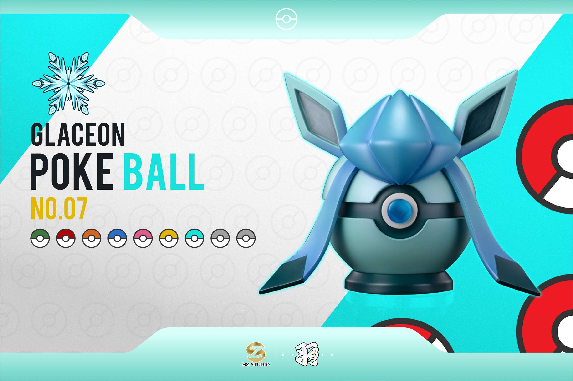 1/1 Scale Poke Ball Series 008 Glaceon Poke Ball - Pokemon Resin Statue ...