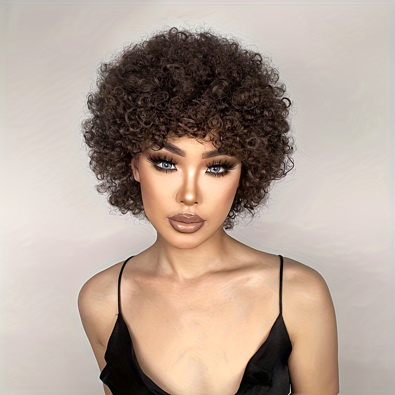 6 Inch Afro Curly Wigs Brazilian Curly Short Wig With Big Hair Wigs For ...