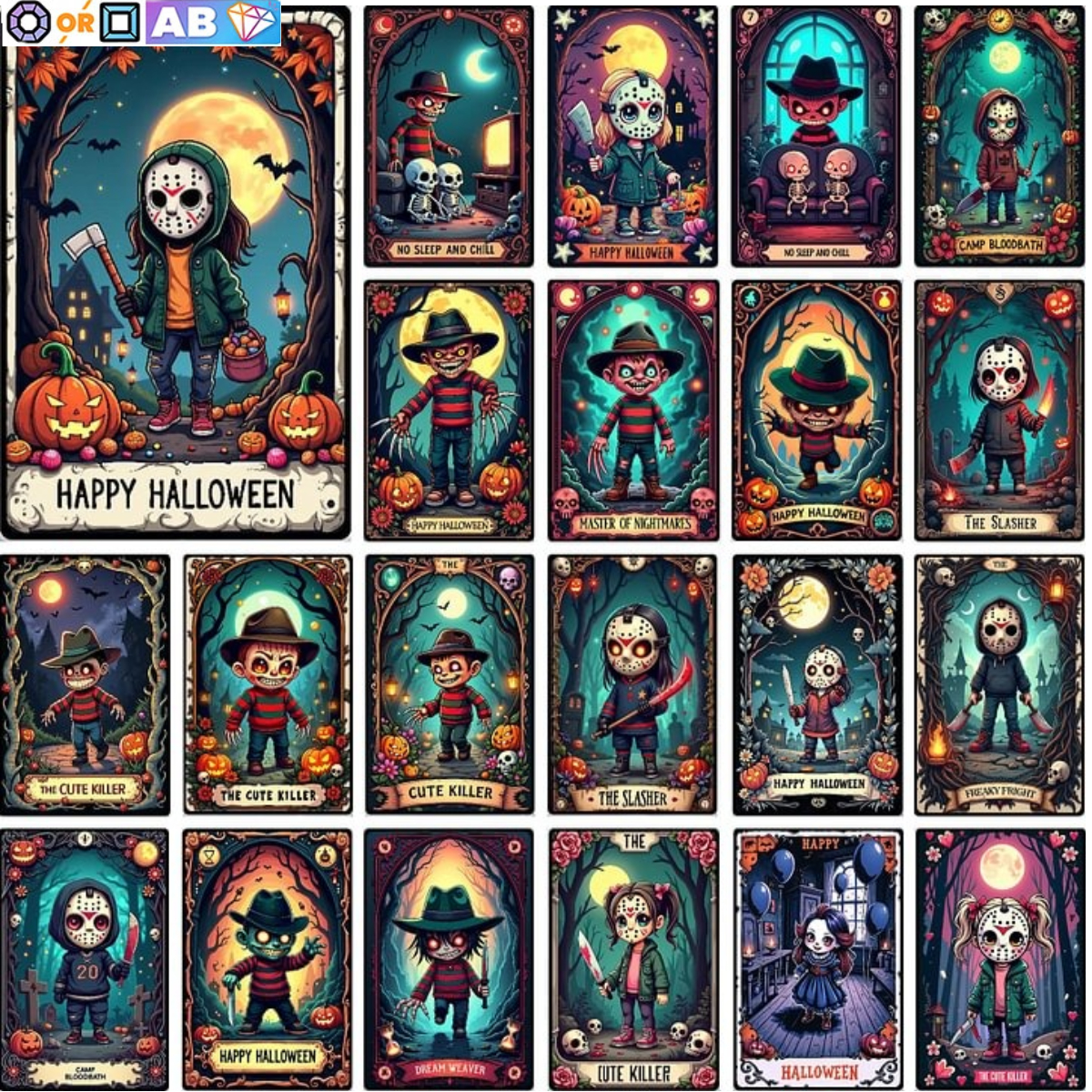 Halloween Horror Movie Tarot (40*60CM) Diamond Painting