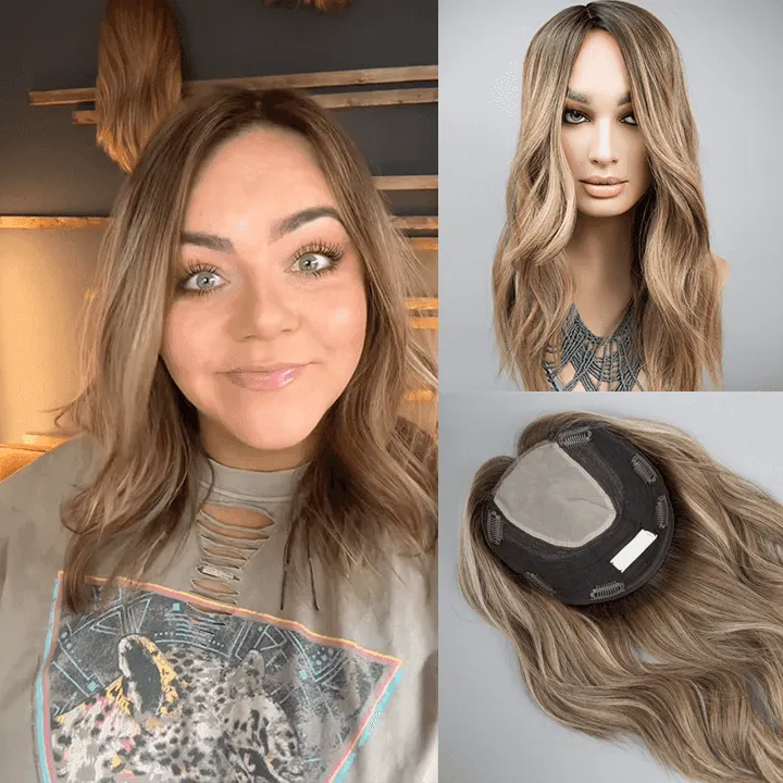 Wavy Style Lace Front Human Natural Hair Toppers for Women Add Fuller ...