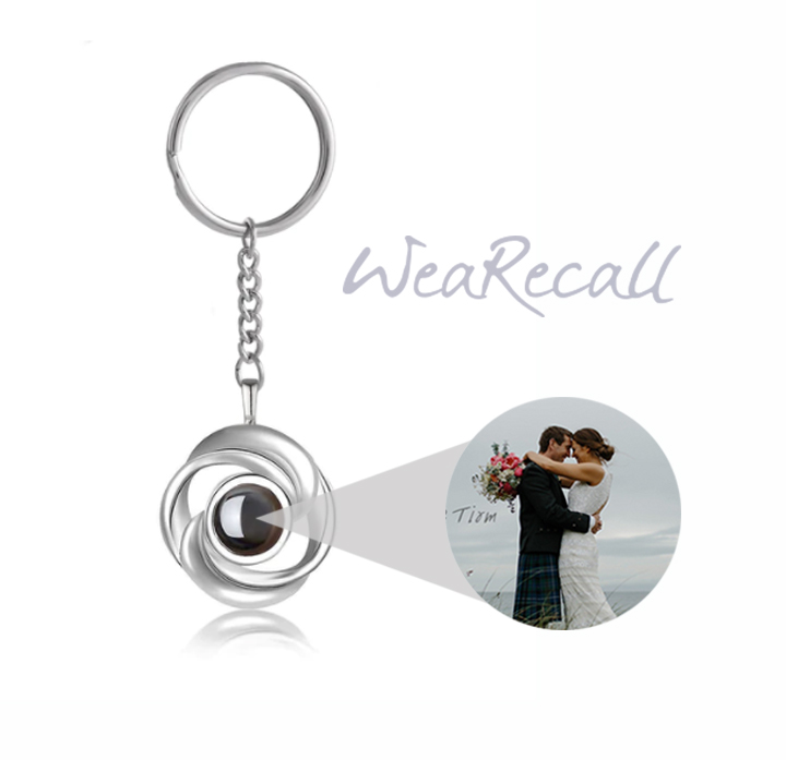 Projector Picture Custom Personalized Photo Round Keychain 925 Silver