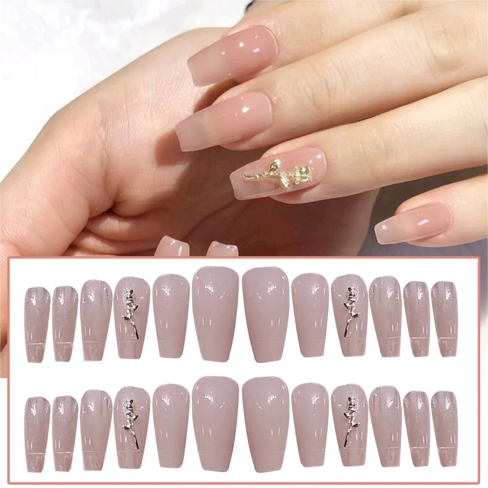 Churchf Natural Nails Set Press On Straight Square Nail Tips Cute ...