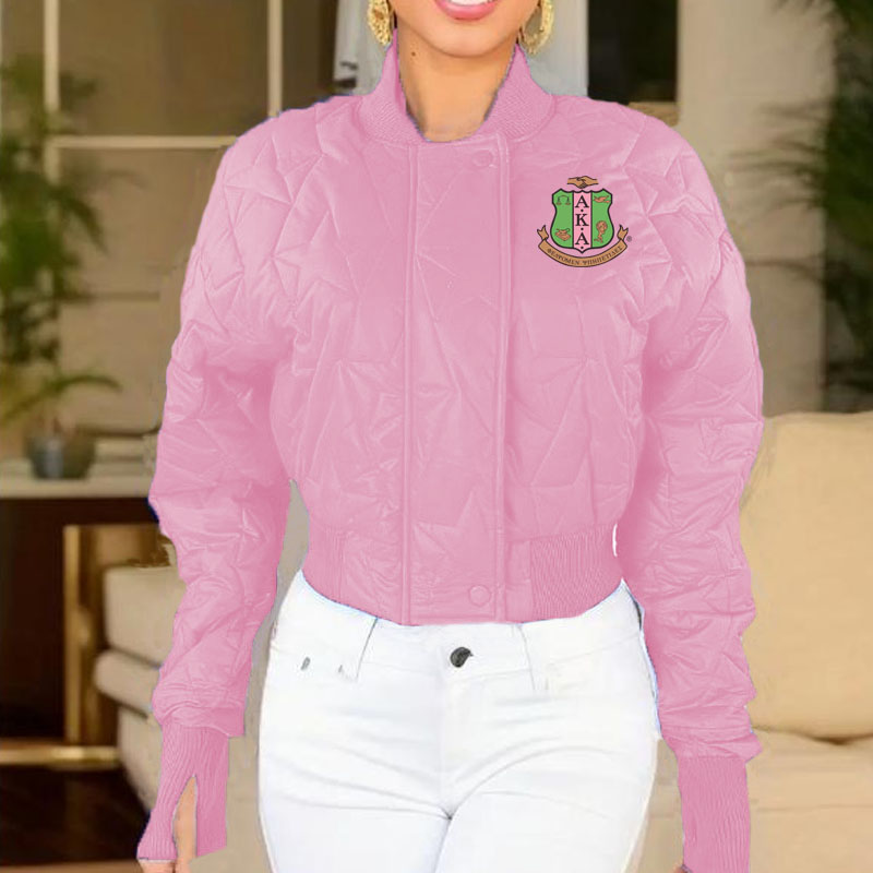 Cropped Star Embossed Warm Padded Jacket