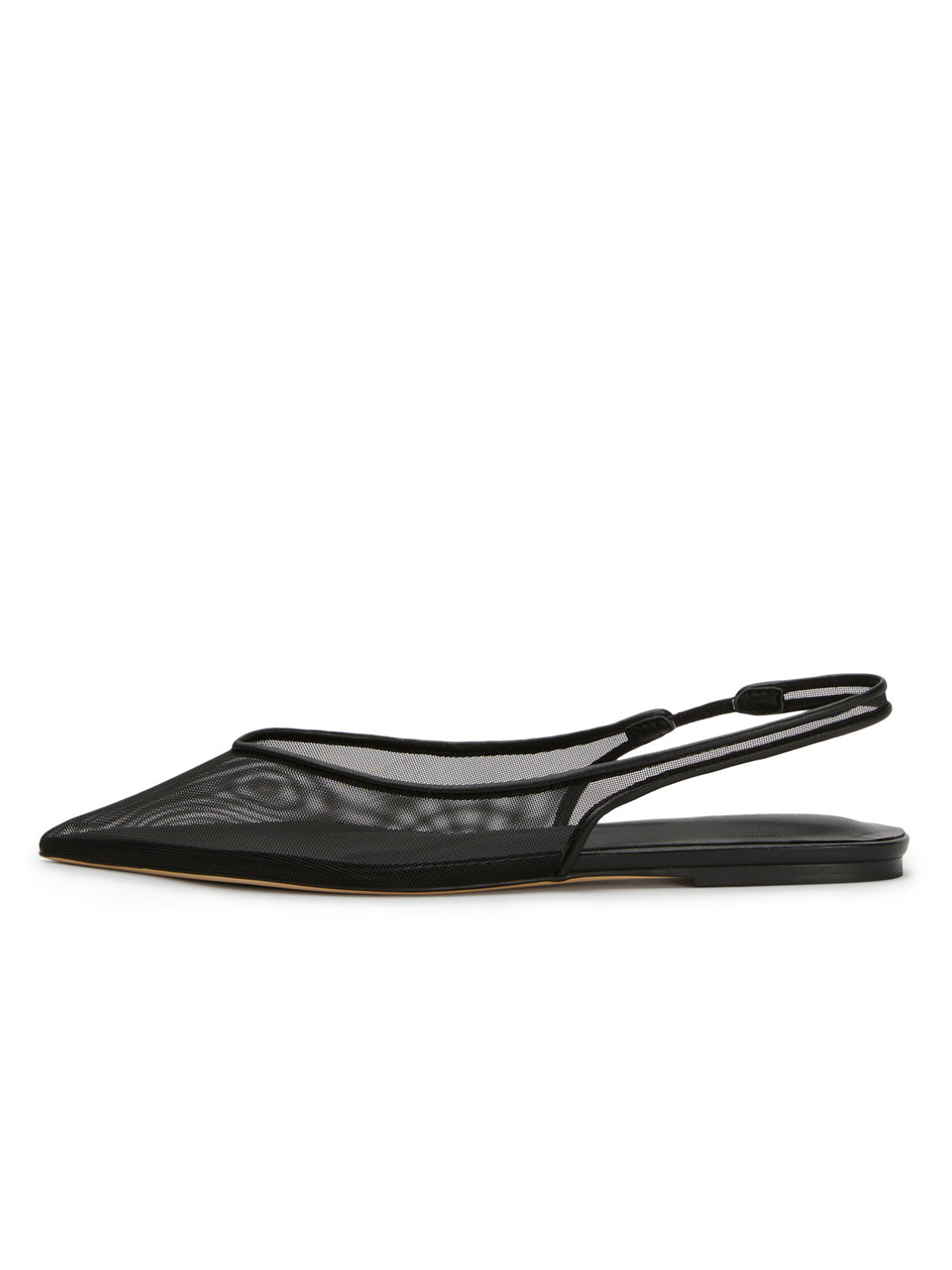 GOOSHOE Black Clear Mesh Pointy Slingback Ballet Flats