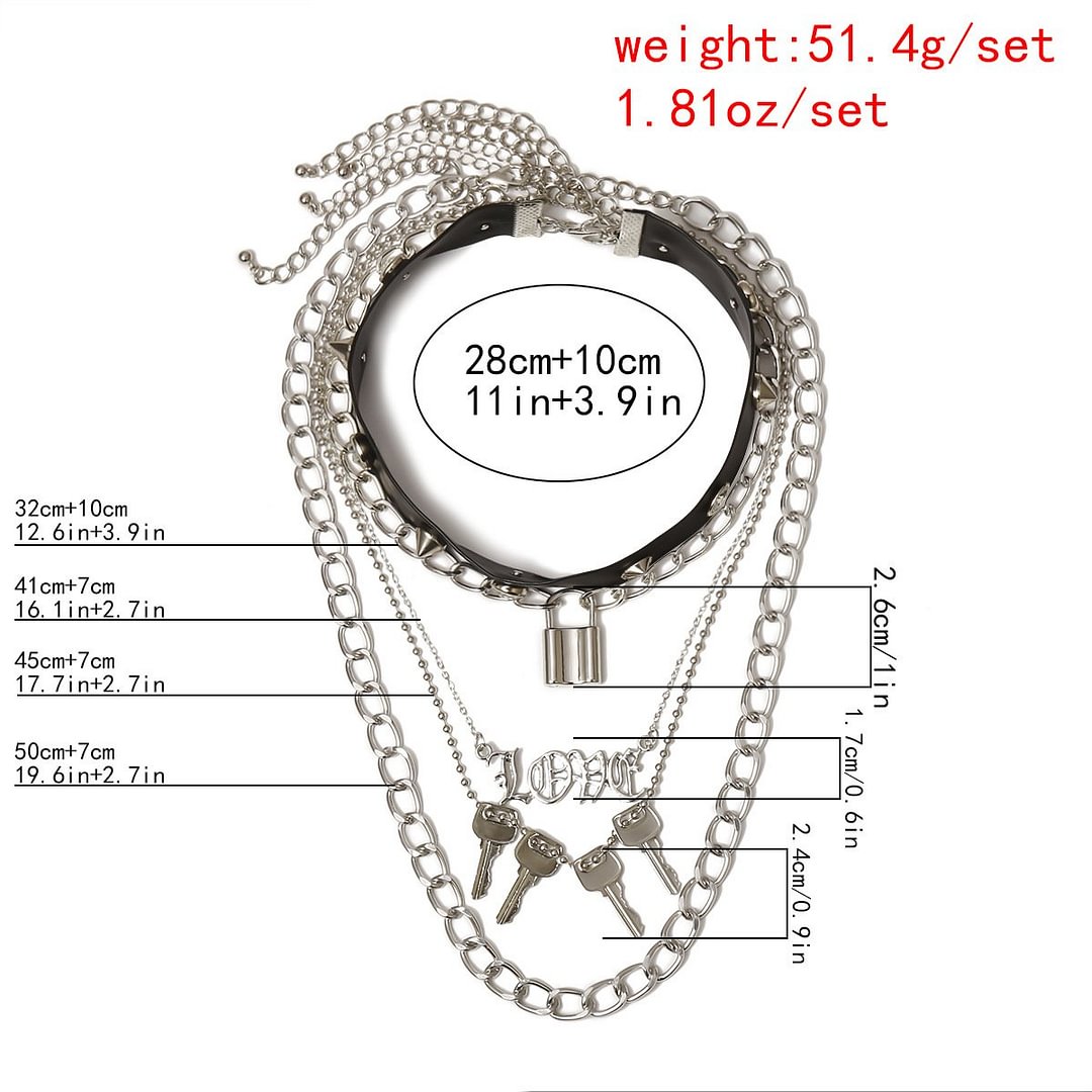 LOCK AND KEY RIVET NECKLACES