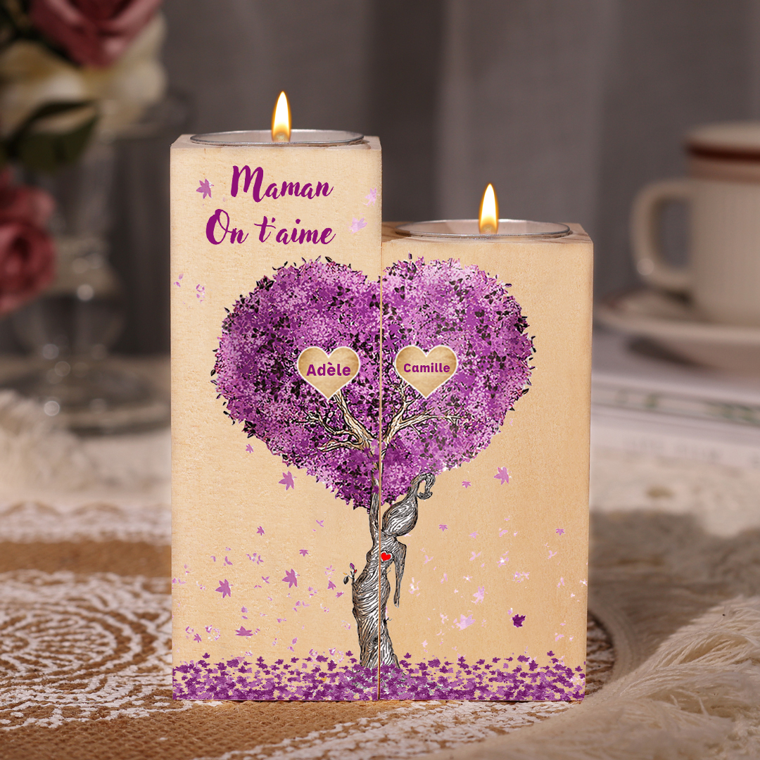A familia-Candelero de madera sin vela Árbol de la Vida Árbol ...