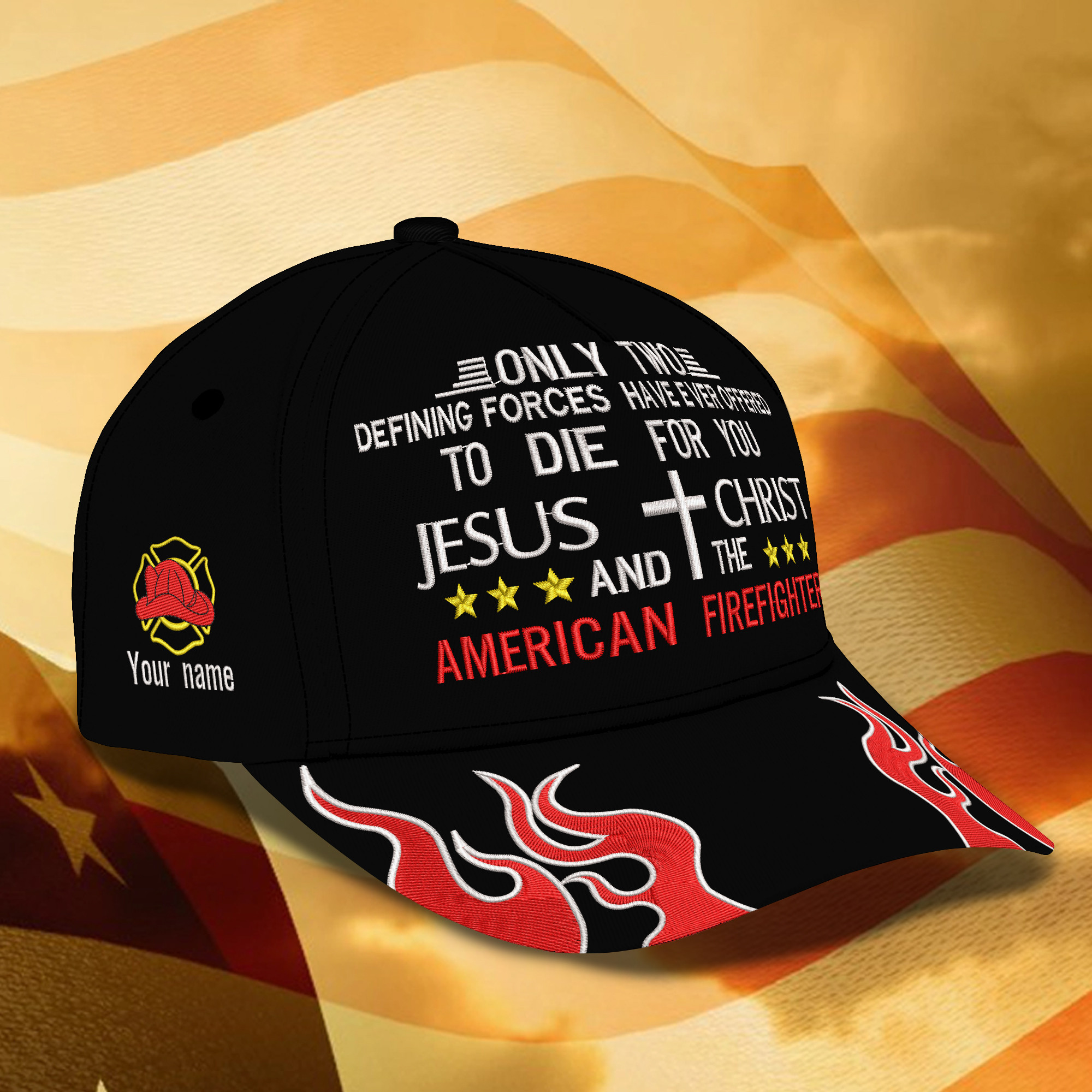 American Firefighter Custom Embroidery Cap - Jesus Christ Embroidery Cap