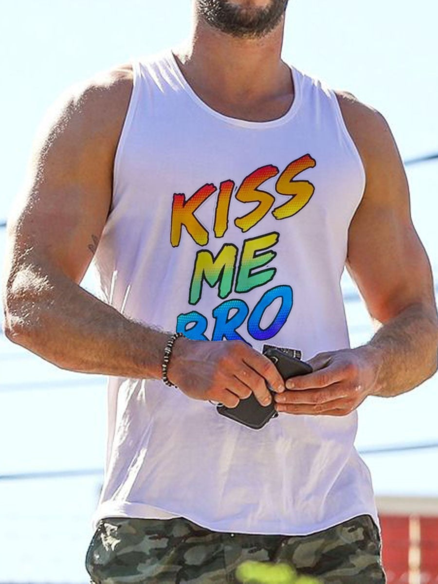 Men's Rainbow Kiss Me Bro Tank Top