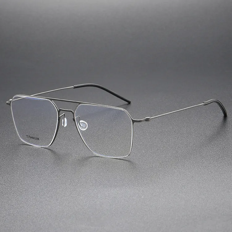 Pilot Double Nose Bridges Pure Titanium Glasses Frame New Trend Style ...