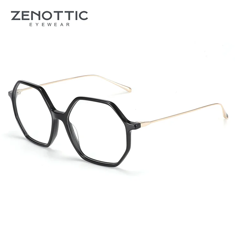 ZENOTTIC Hexagon Eyeglasses Frame Women Anti Blue Light Computer ...