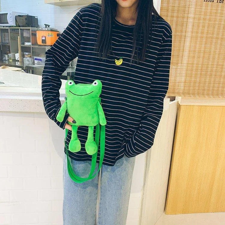 CUTE PLUSH FROG SMALL SHOULDER BAG