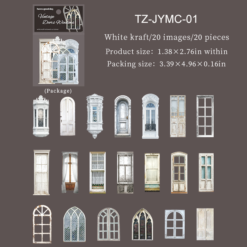 Sticker - Vintage Door Window Series Retro Hollow Window 1.29