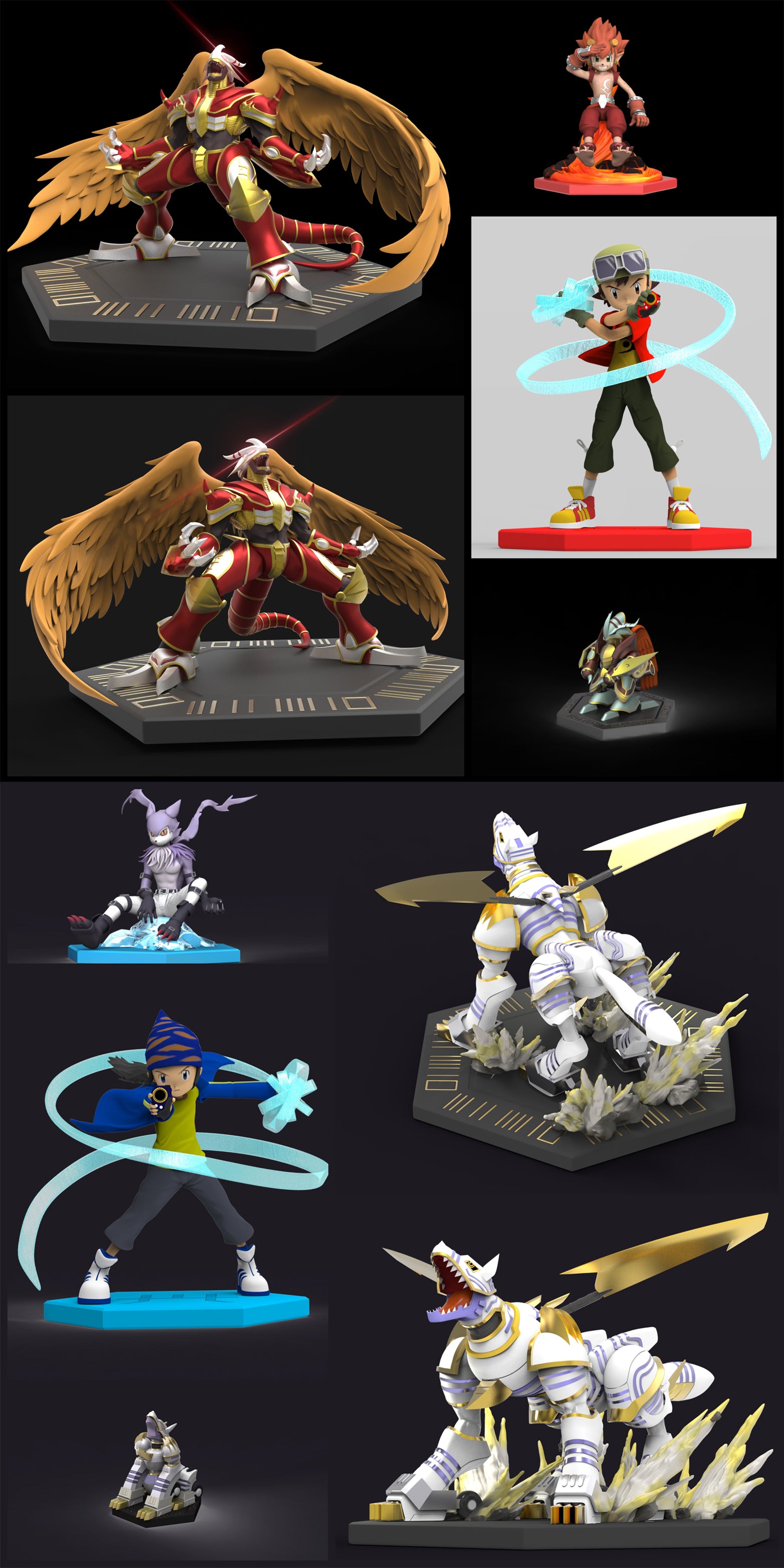 Megahouse Scale Vritramon & Garummon Set - Digimon Resin Statue - DMX ...