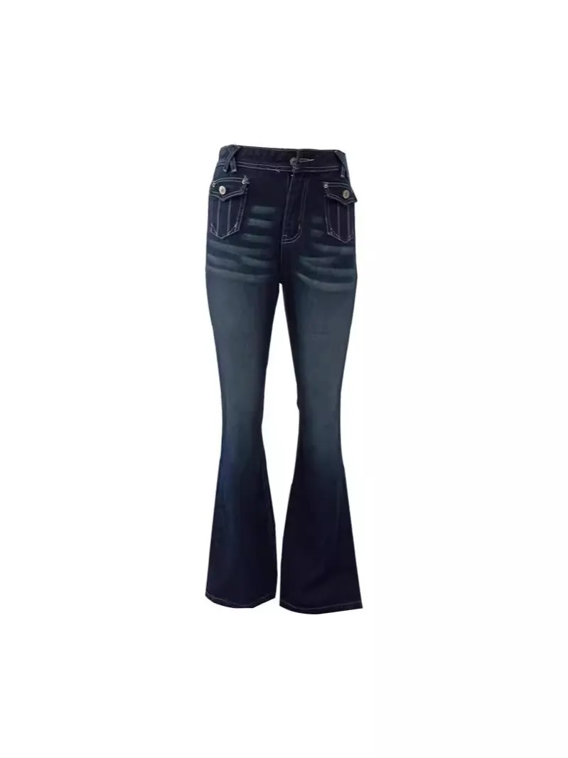 Woherb Multi-Pocket Slim Horn Jeans Woman