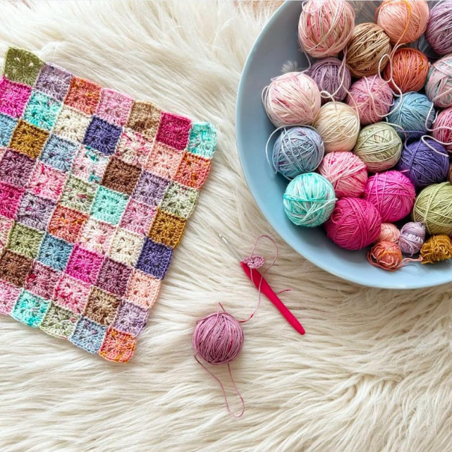 Mini Granny Square Crochet Pattern - Pattern with Photos - UK & US Terms