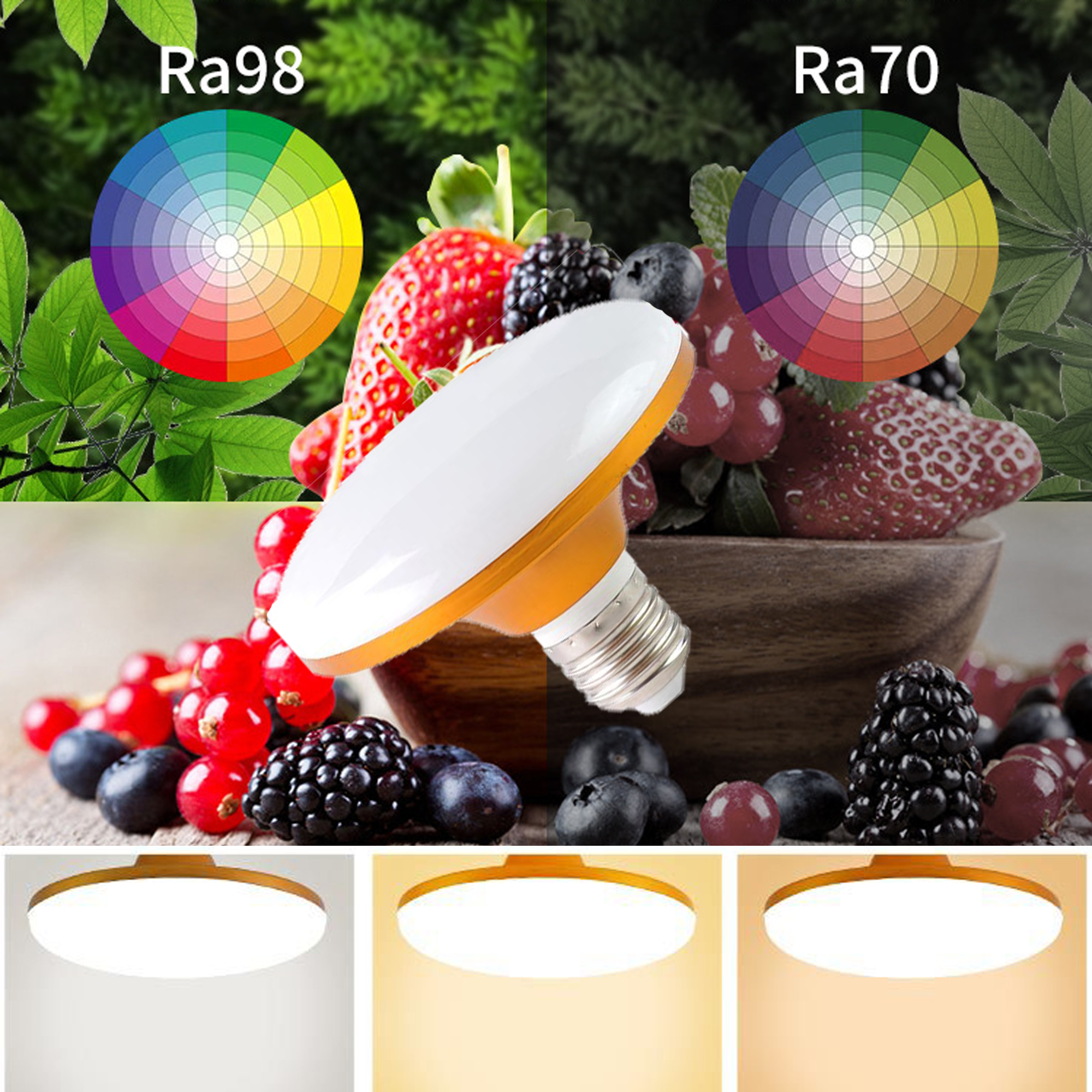 High CRI RA 95-98 LED E27 Bulb Cold White UFO Lamps 20W 30W 40W 50W ...